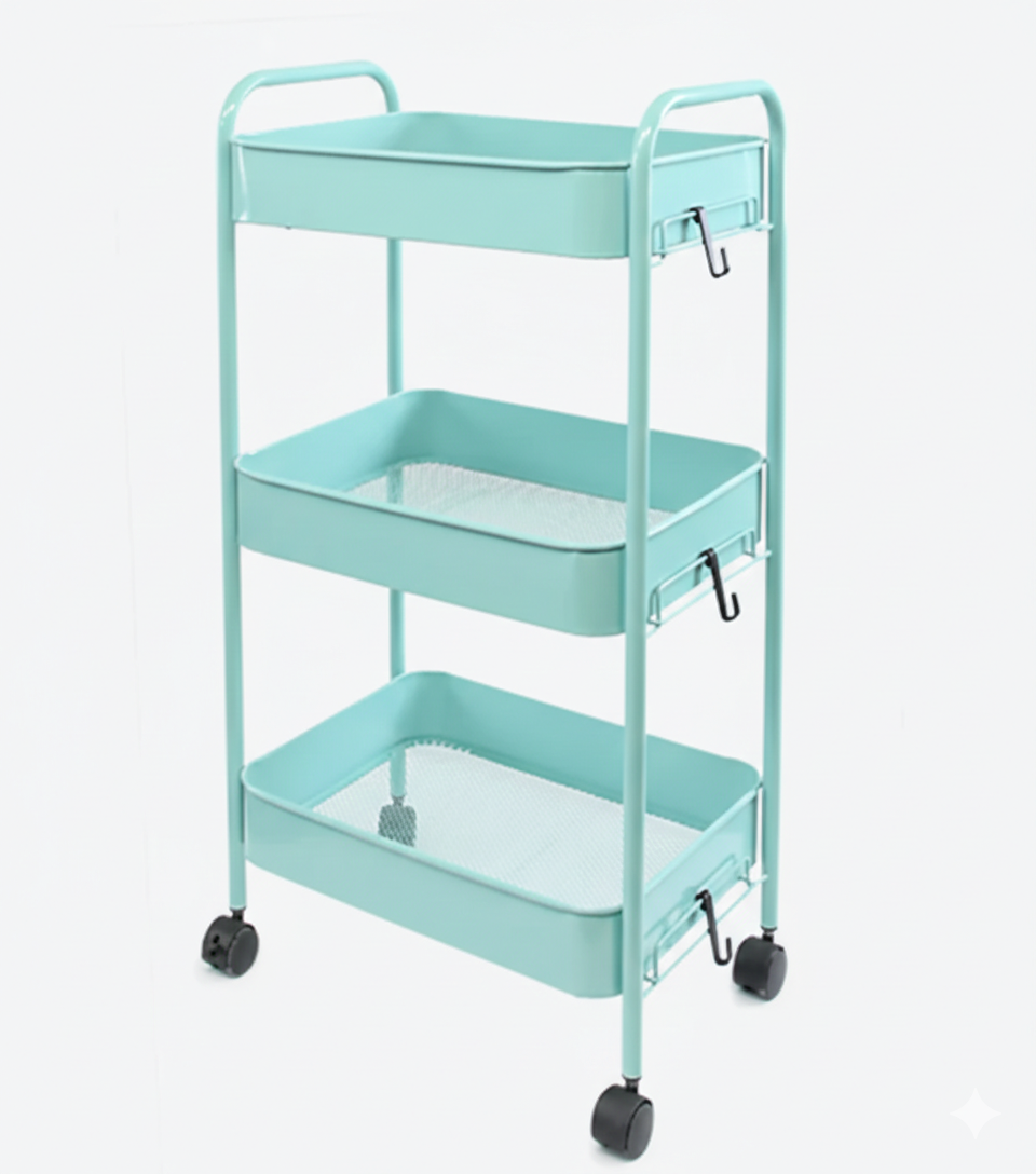 3-Tier Containers Kitchen Trolley| Metal Trolley – I BEST FZE